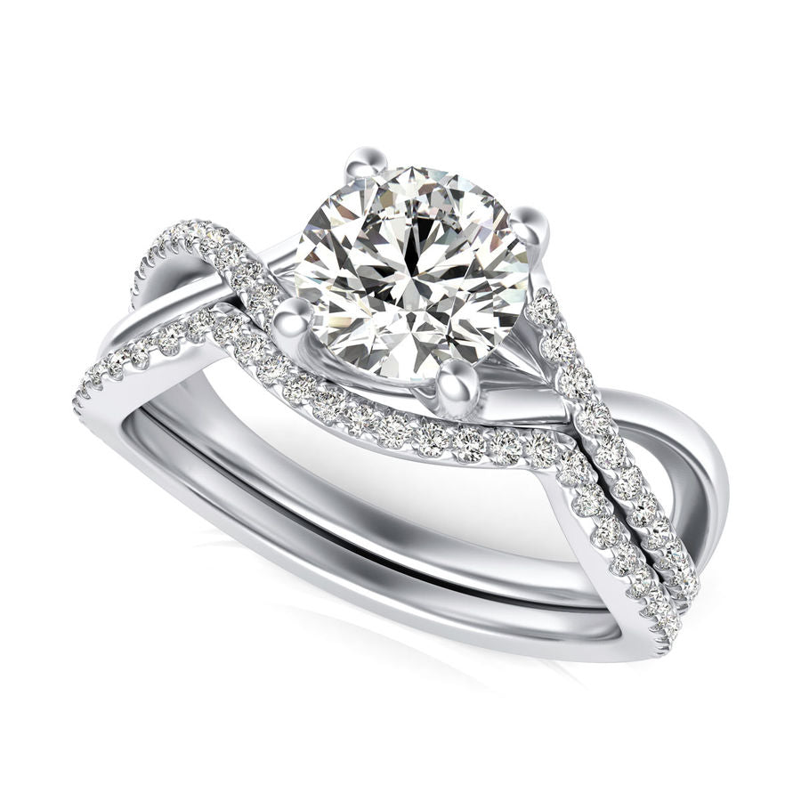 Twist Engagement Ring With Matching Band – Diamond Forever