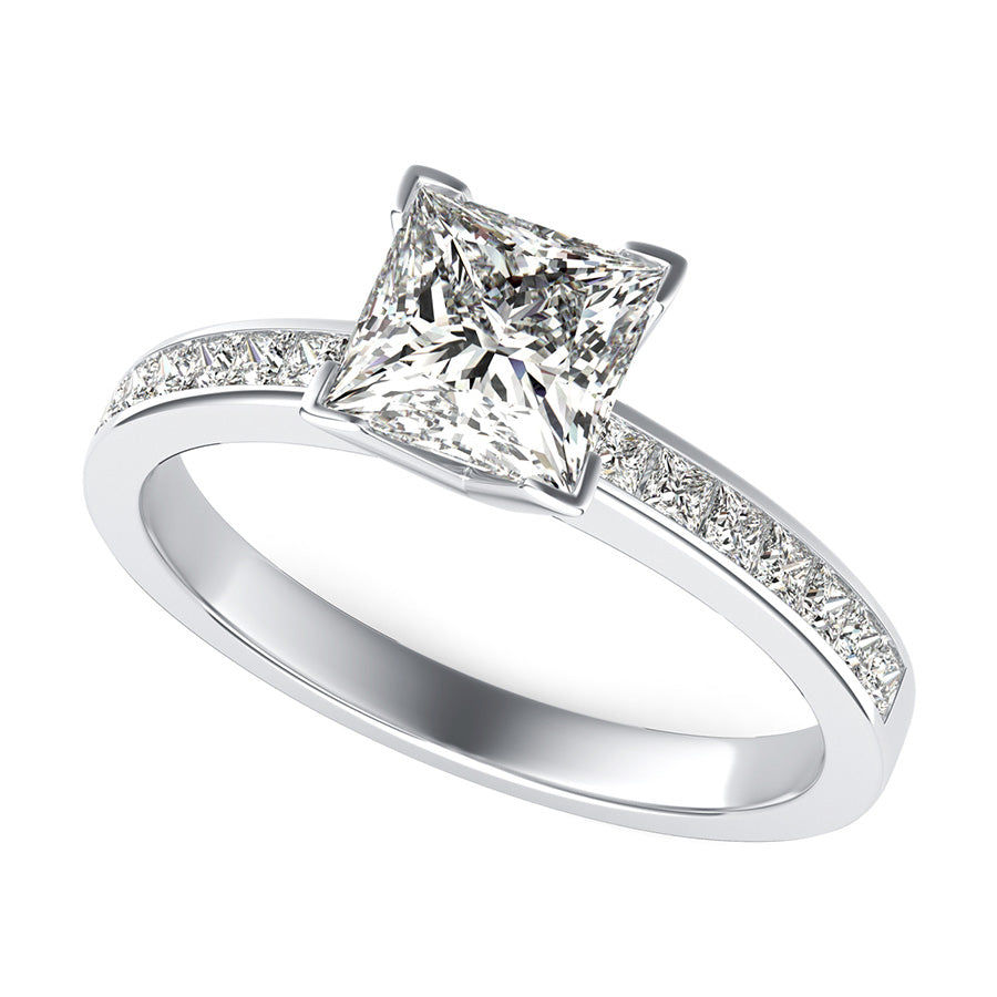 Classic Engagement Ring With Channel Set Side Stones – Diamond Forever
