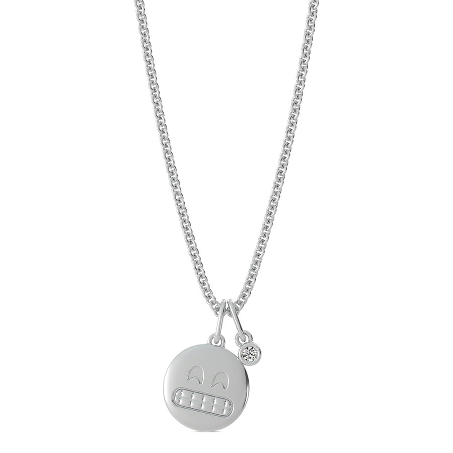 Grin Face Emoji Disc Pendant – Diamond Forever